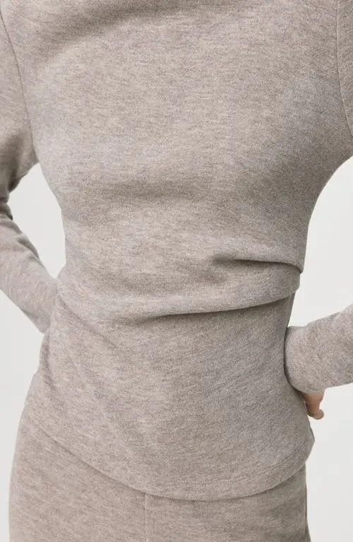 Mango Funnel Neck Long Sleeve Sweatshirt - Brown/grey