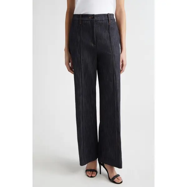 Eleventy Pintuck Wide Leg Jeans