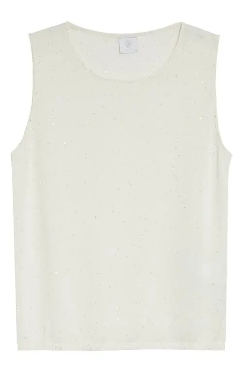 Eleventy Sequin Embellished Silk & Cotton Sweater Vest - 00 Ivory