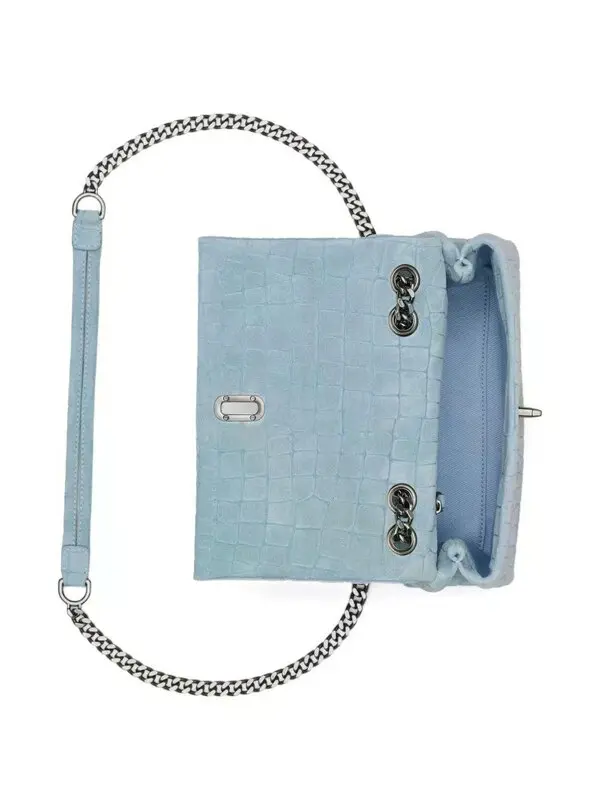 Marc Jacobs Slim Croc Suede Dual-chain Shoulder Bag - Blue