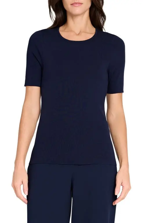 TAHARI ASL Short Sleeve Sweater - Deep Navy