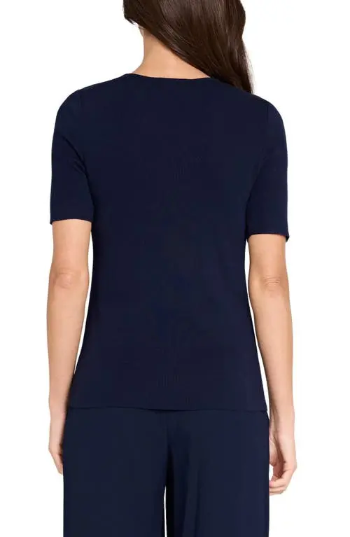 TAHARI ASL Short Sleeve Sweater - Deep Navy