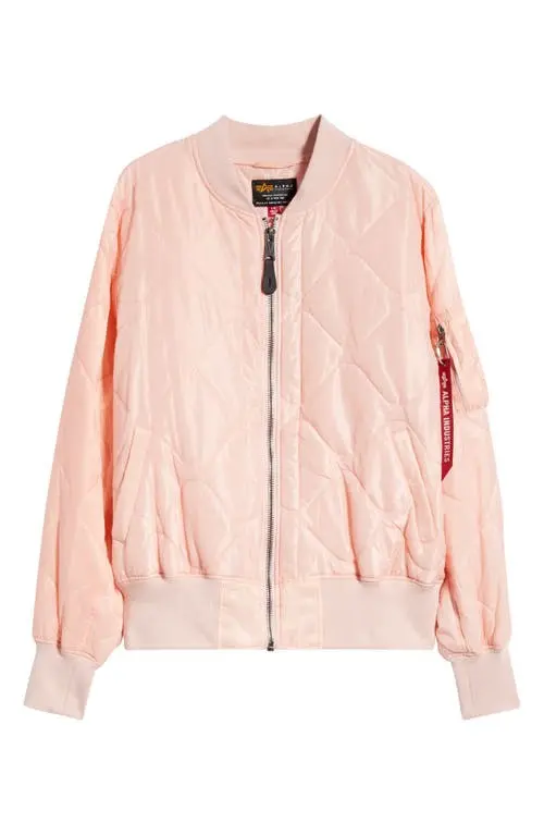Alpha Industries L-2b Relaxed Water Resistant Quilted Bomber Jacket - Blush Pink