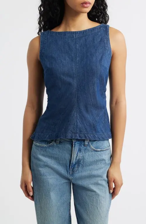Madewell Ruched Denim Shell Top