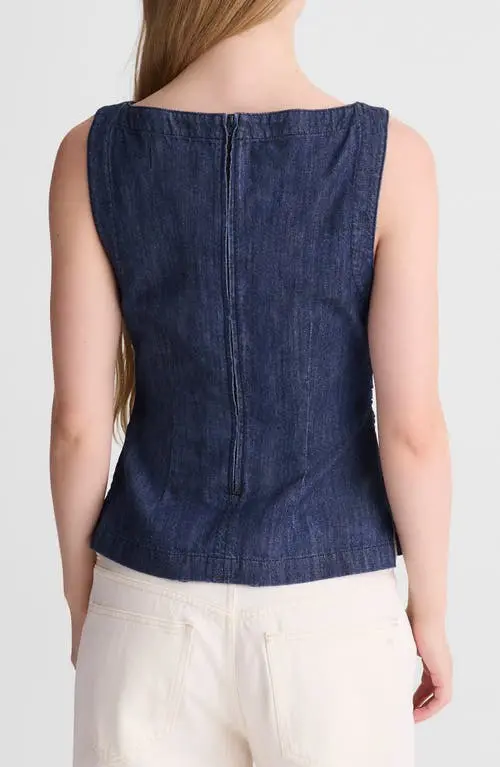 Madewell Ruched Denim Shell Top - Light Rinse