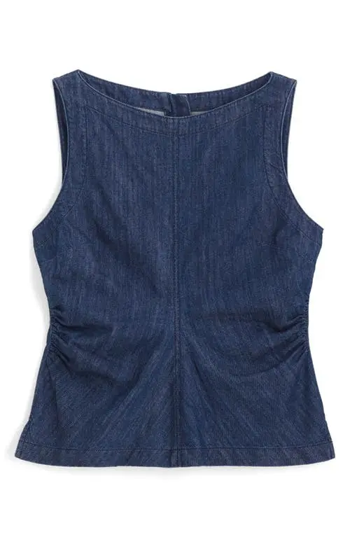 Madewell Ruched Denim Shell Top - Light Rinse