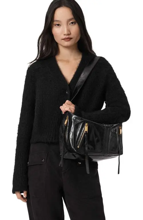 ALLSAINTS Jean Ray Leather Shoulder Bag - Black