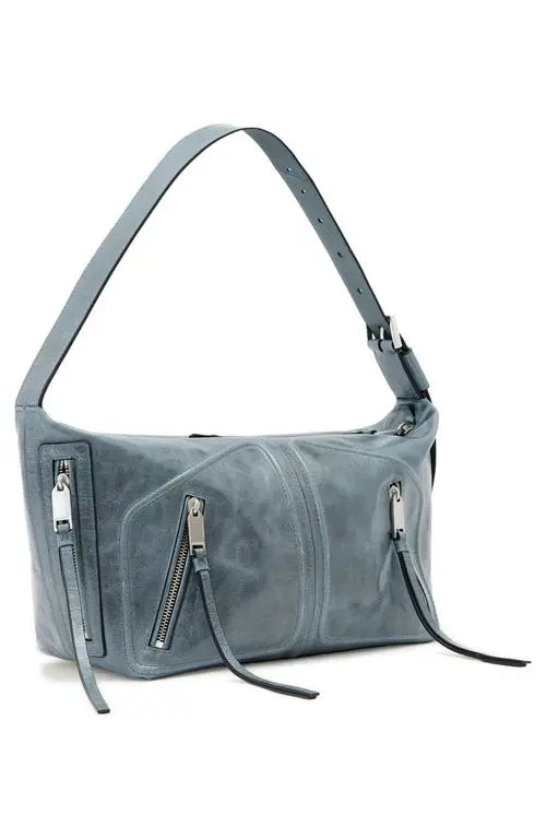 ALLSAINTS Jean Ray Leather Shoulder Bag - Cement Blue