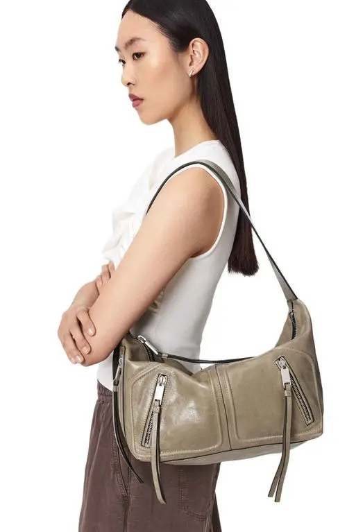 ALLSAINTS Jean Ray Leather Shoulder Bag - Pebble Grey