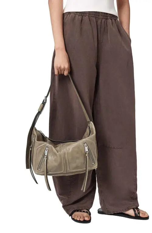 ALLSAINTS Jean Ray Leather Shoulder Bag - Pebble Grey