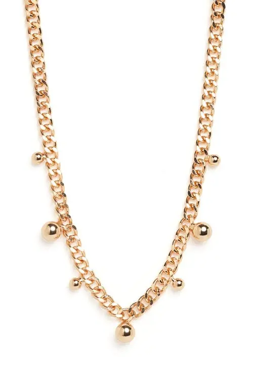 OPEN EDIT Orb Drop Curb Chain Necklace - Gold