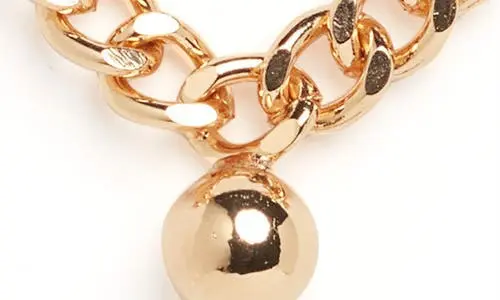 OPEN EDIT Orb Drop Curb Chain Necklace - Gold