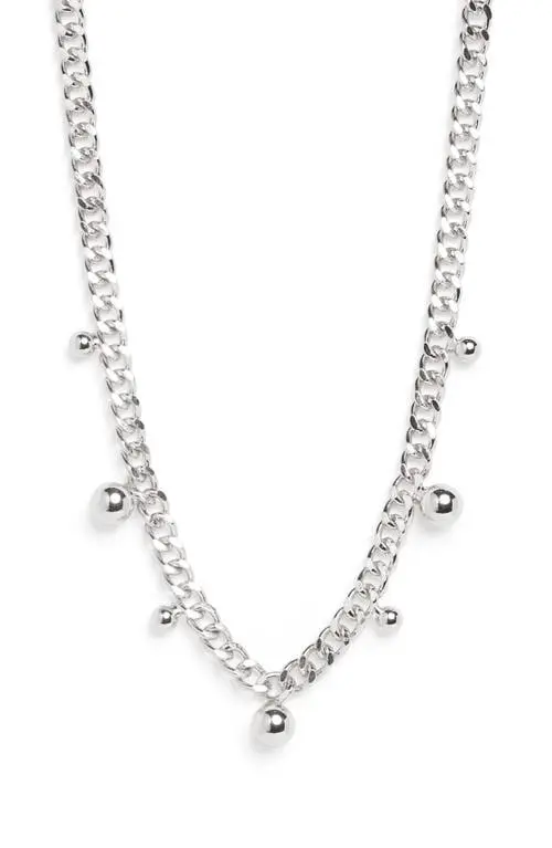 OPEN EDIT Orb Drop Curb Chain Necklace - Silver