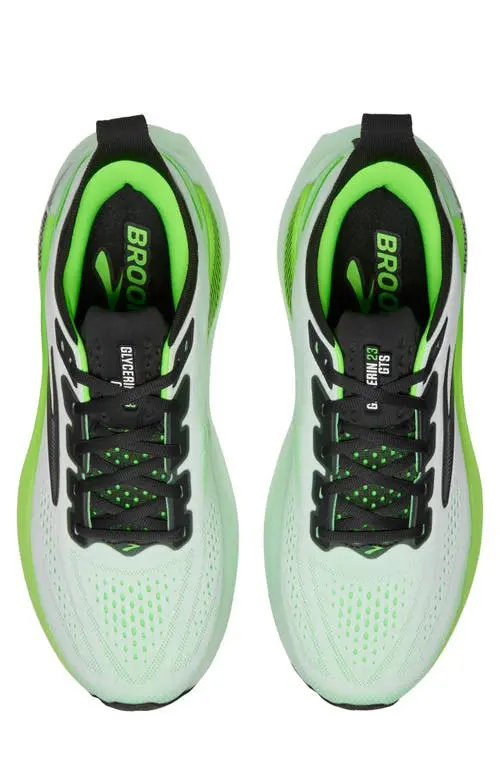 Brooks Glycerin Gts 23 Lace-up Running Shoe - White/phantom/green Gecko