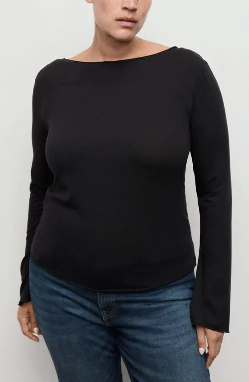 Mango Slim Fit Boatneck Top - Black
