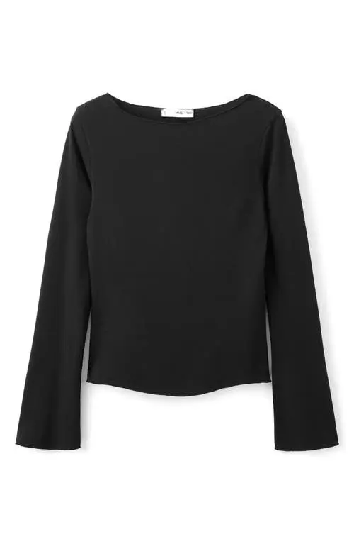Mango Slim Fit Boatneck Top - Black