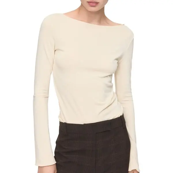 Mango Slim Fit Boatneck Top - Vanilla