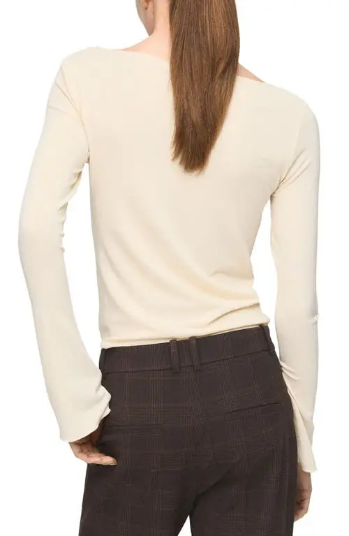 Mango Slim Fit Boatneck Top - Vanilla