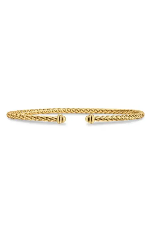 David Yurman Micro Cable Flex Open Bracelet - Gold