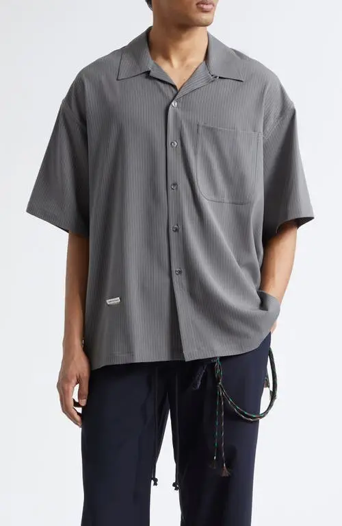 SONG FOR THE MUTE Gym Pinstripe Gabardine Camp Shirt - Grey