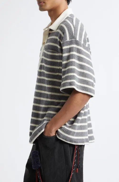 SONG FOR THE MUTE Gym Stripe Bouclé Polo