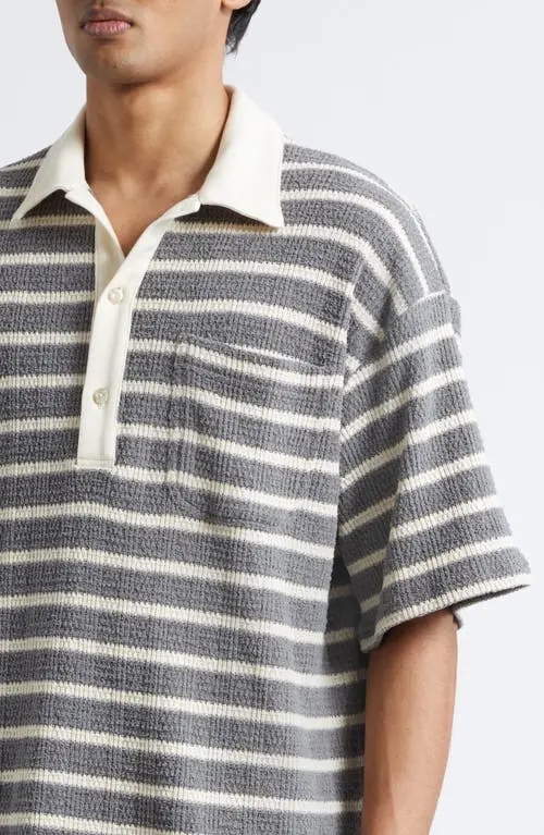 SONG FOR THE MUTE Gym Stripe Bouclé Polo