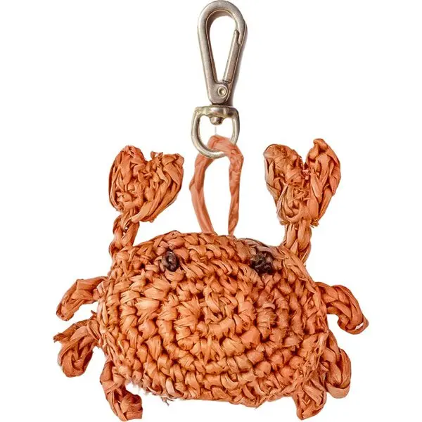 Likhâ Crab Raffia Bag Charm - Orange