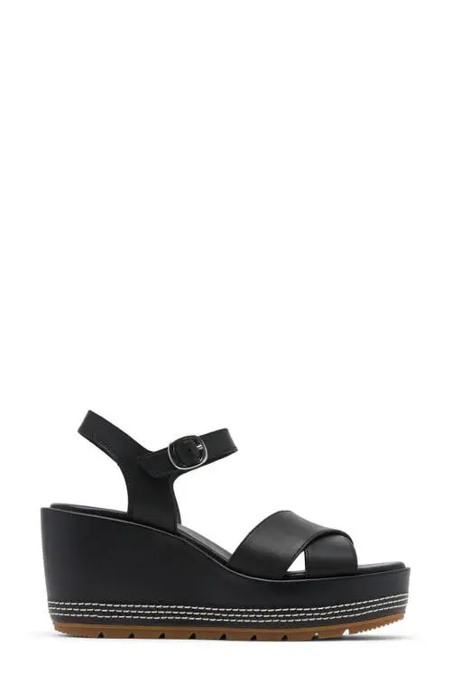 Sorel Sunpeak Platform Wedge Sandal - Black Gum 2