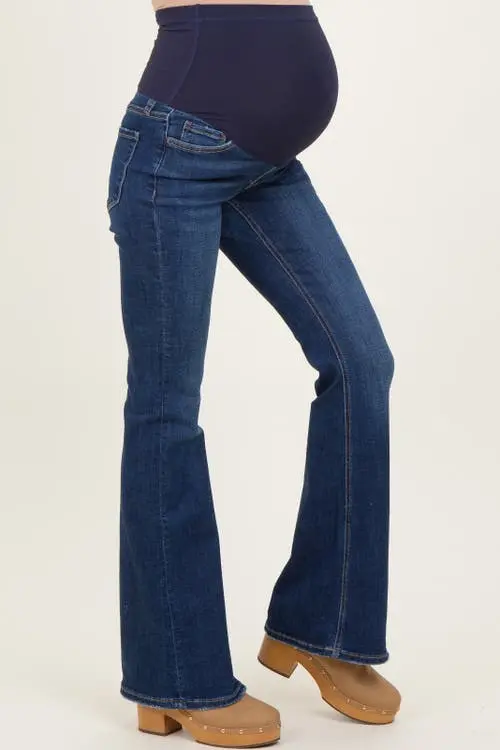 PINKBLUSH Maternity Flared Jeans - Navy Blue