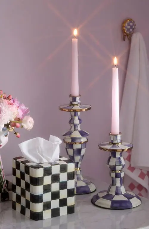 MACKENZIE-CHILDS Check Candlestick Holder - Violet