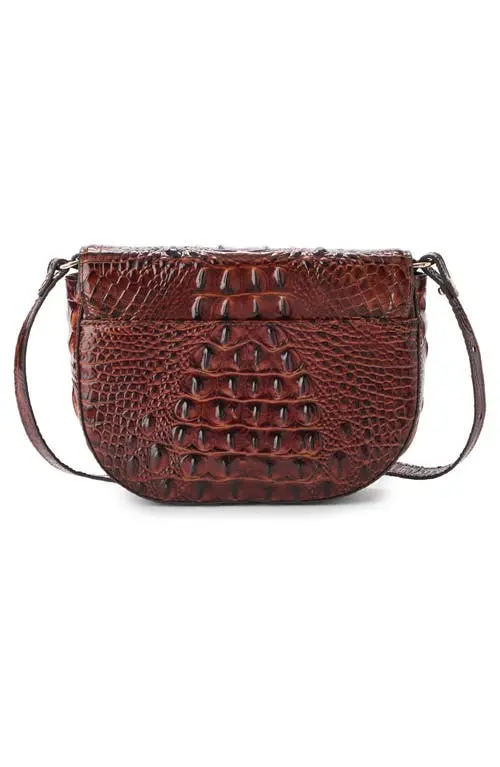 Brahmin Croc Embossed Leather Crossbody Bag - Pecan