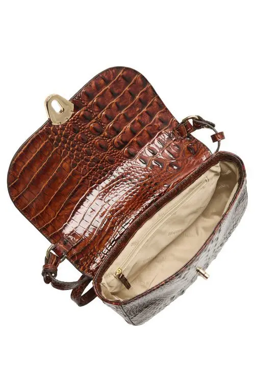 Brahmin Croc Embossed Leather Crossbody Bag - Pecan