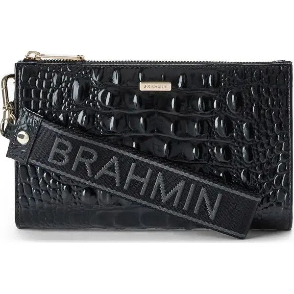 Brahmin Croc-embossed Leather Wristlet