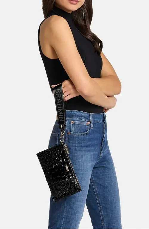 Brahmin Croc-embossed Leather Wristlet