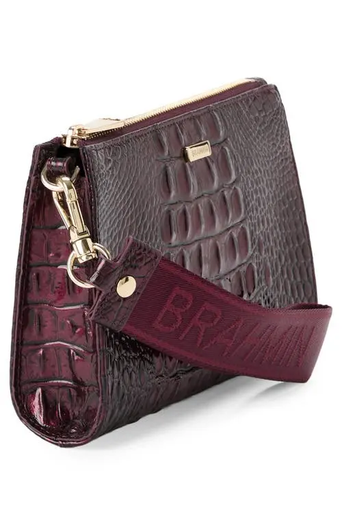 Brahmin Croc-embossed Leather Wristlet - Oxblood