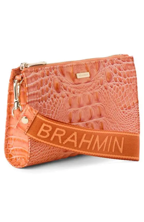 Brahmin Croc-embossed Leather Wristlet - Solar Orange