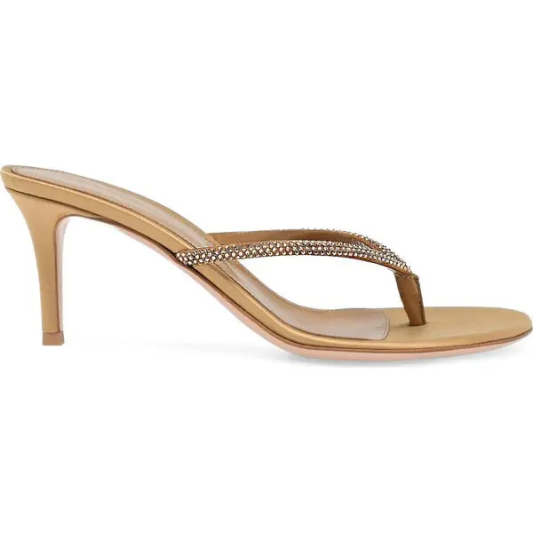 GIANVITO ROSSI India Crystal-embellished Thong Sandals - Brown Leather