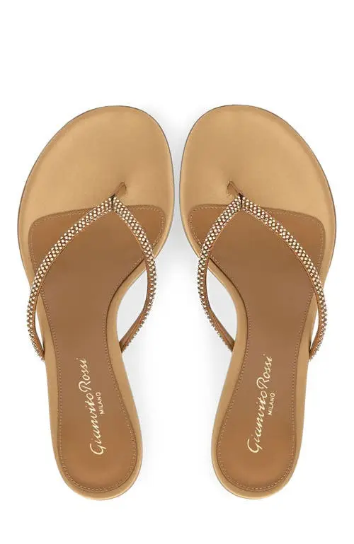 GIANVITO ROSSI India Crystal-embellished Thong Sandals - Brown Leather