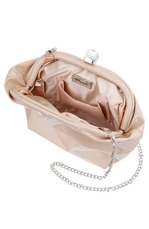 Nina Lyric Faux Leather Clutch - Beige