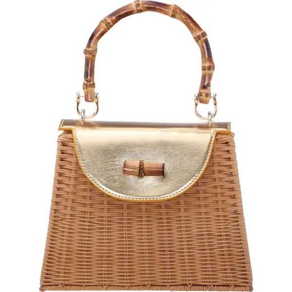 Nina Capri Top Handle Bag - Natural/gold