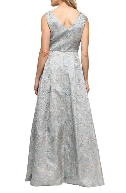 Alex Evenings Printed Sleeveless Jacquard Gown