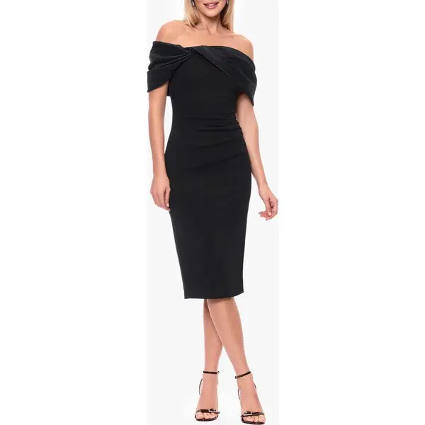 Betsy & Adam Off-the-shoulder Scuba Crepe Cocktail Dress