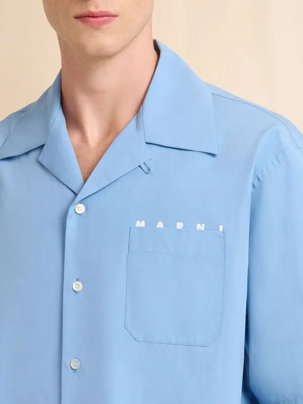 Marni Bowling Shirt With Logo - Sky Blue
