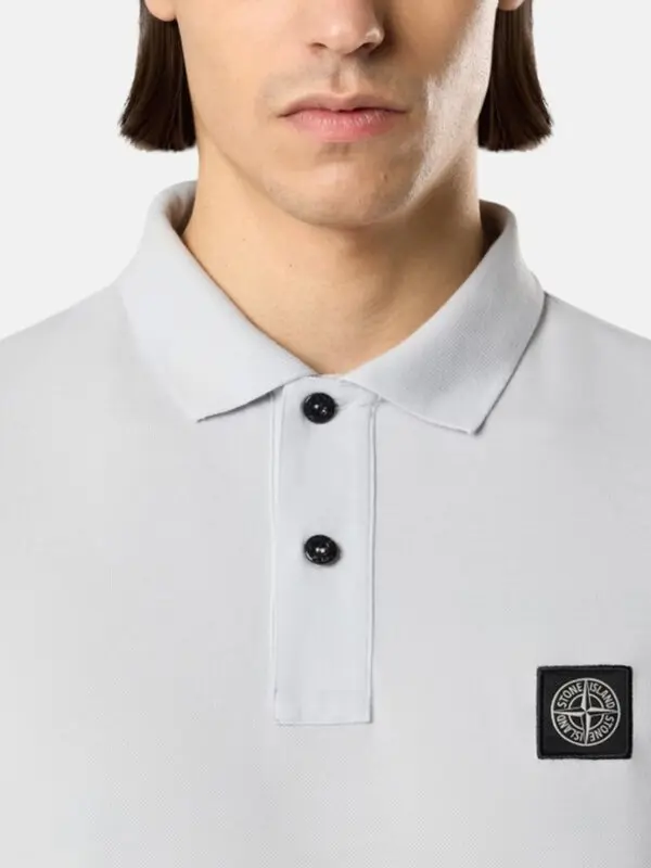 Stone Island Logo Cotton Polo Shirt - Sky Blue