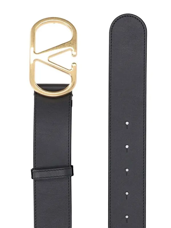 Valentino Garavani Vlogo Leather Belt - Black