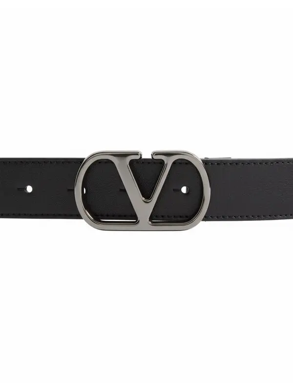Valentino Garavani Vlogo Leather Belt - Black