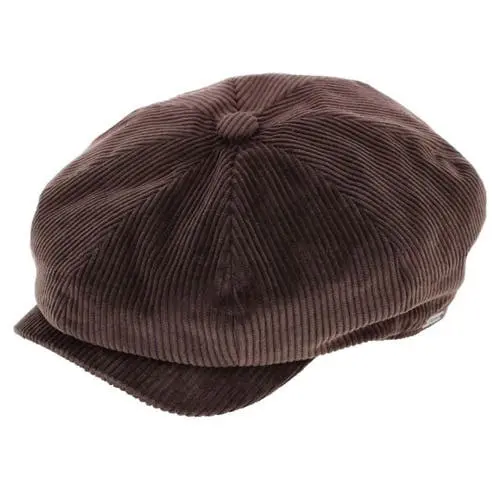 WIGENS Brisbane Moss Corduroy Newsboy Cap - Dark Brown