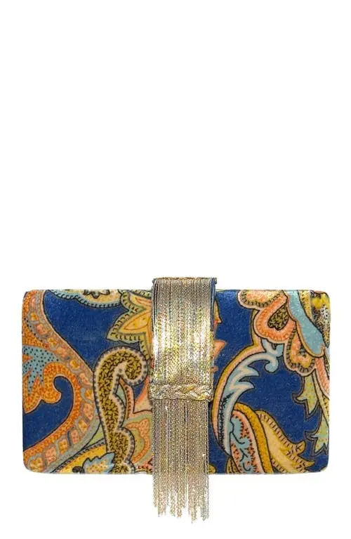 SIMITRI Velvet Fringe Clutch - Paisley