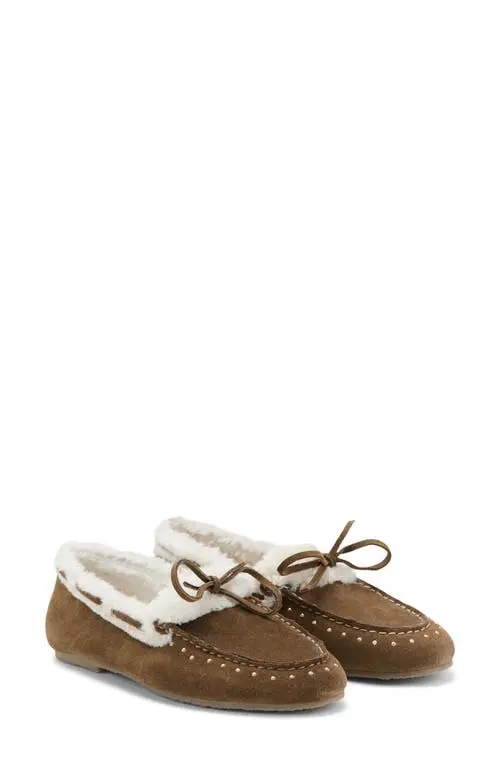 Mango Studded Faux Shearling Loafer