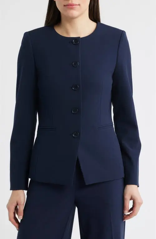 TAHARI ASL Collarless Button-up Jacket
